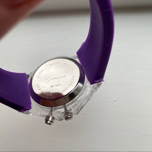Geneva | Accessories | Retro Geneva Clear Plastic Purple Rubber Watch ...